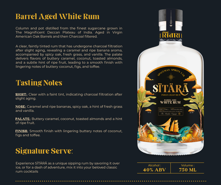 WHITE RUM – SĪTÄRĀ - INDIAN CRAFT RUM(SPACEMAN SPIRITS LAB PRIVATE LIMITED)